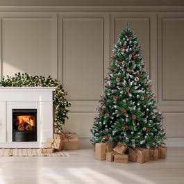 Neo 21 M 7 Ft Christmas Xmas Tree Flocked Snowy Effect Fake Pine Cone