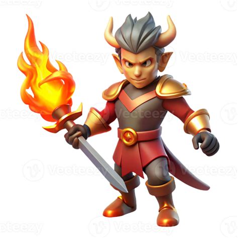 Dramatic Minimalist Fiery Imp 3d Render Detailed 56669250 Png