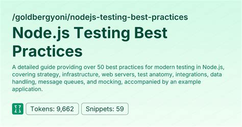 Nodejs Testing Best Practices Goldbergyoninodejs Testing Best Practices Context7