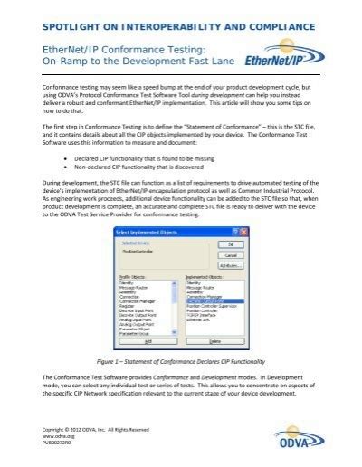 EtherNet IP Conformance Testing On Ramp To The ODVA