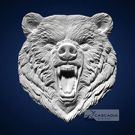 Bear Head 3d Stl File For Cnc Router 3d Print Casting Wood Carving