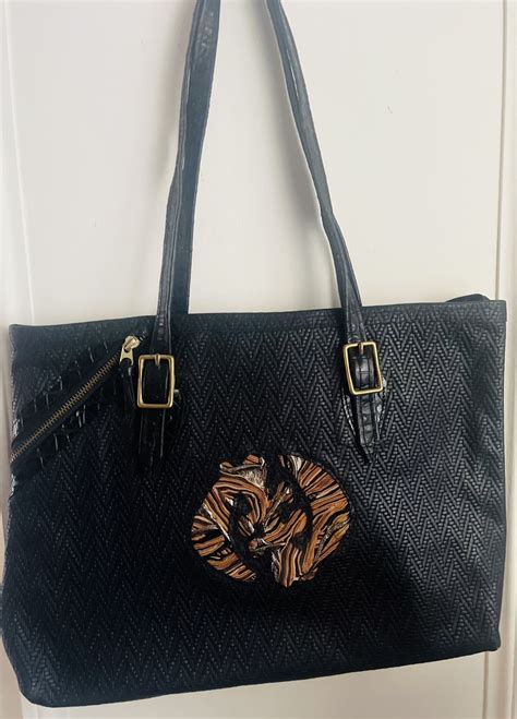 Large Black Leather Purse With Gye Nyame Designed By Dr Clayton Lang