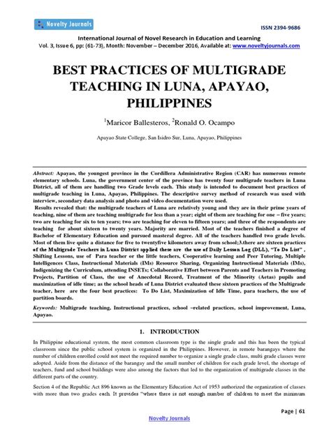 Best Practices Of Multigrade 848 Pdf Teachers Tutor
