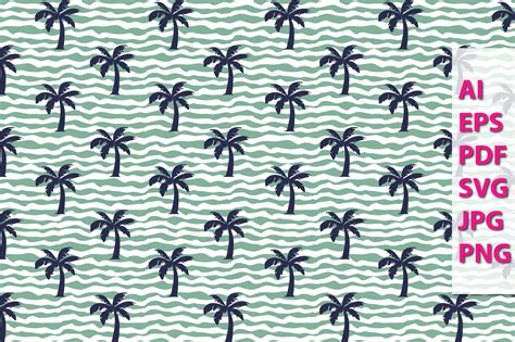 Tropical Palm Tree Seamless Pattern Svg Graphic By Clothingartstudio