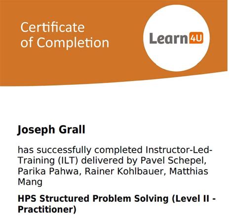 Jay Grall On Linkedin Just Completed Hps Structured Problem Solving Level Ii Course A Great