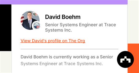 David Boehm Senior Systems Engineer At Trace Systems Inc The Org