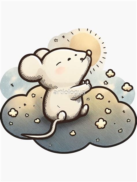 Cute Little Mouse In The Clouds Sticker For Sale By Artiologya Redbubble