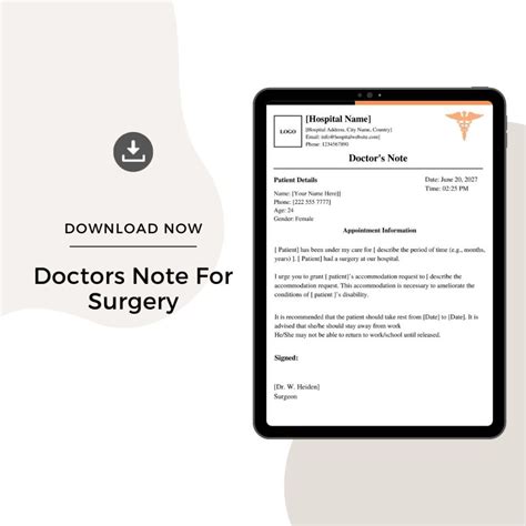 Doctors Note For Surgery Template Printable In Pdf And Word