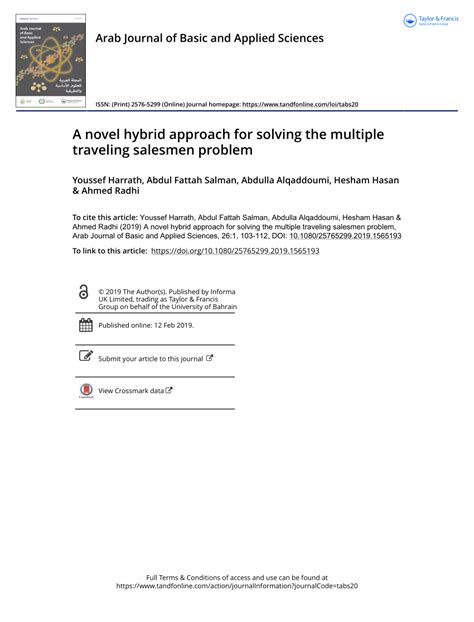 pdf a novel hybrid approach for solving the multiple traveling