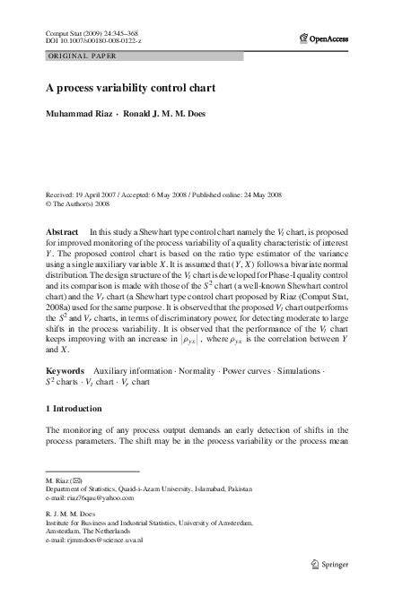 Pdf A Process Variability Control Chart