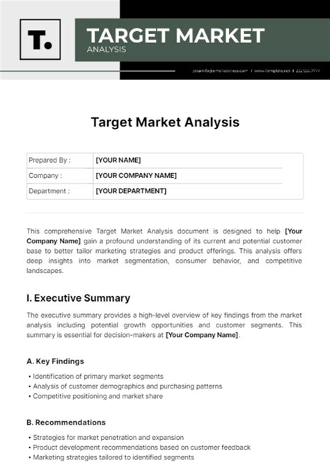 Free Target Market Analysis Template To Edit Online
