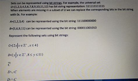Solved Sets Can Be Represented Using Bit Strings For Chegg