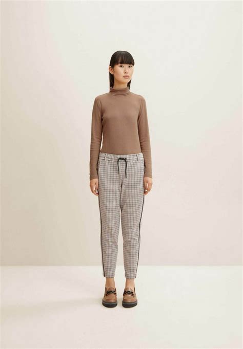 Tom Tailor Trousers Camel Small Checkbrown Zalandode