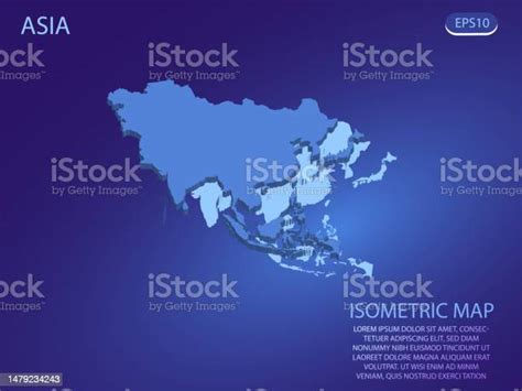 아시아의 아이소메트릭 지도 파란색 배경에 현대적인 벡터입니다 인포그래픽을 위한 격리된 3d 아이소메트릭 개념 벡터 그림입니다