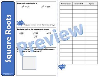 Square Roots Foldable Notes By Math Is Simple TPT