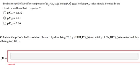Solved To Find The Ph Of A Buffer Composed Of H2po4−aq And