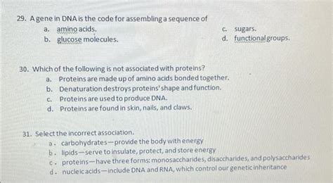 Solved 29 Agene In Dna Is The Code For Assembling A