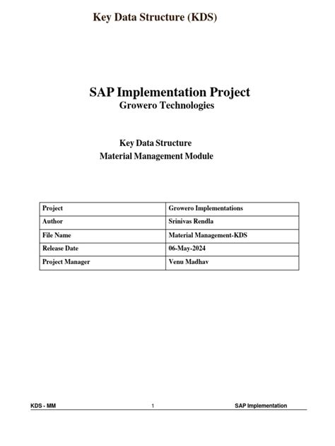 Kds Document For Mm Pdf Procurement Project Management