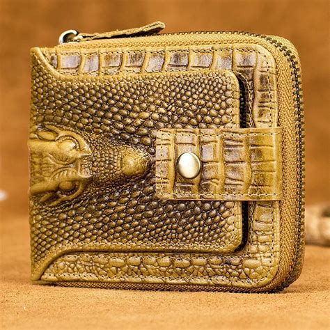 Мужской кошелек из 100% натуральной крокодиловой кожи, короткий кошелек ...