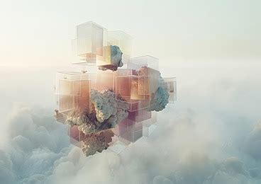 A Surreal Composition Of Colorful Translucent Cubes Floating Above Soft