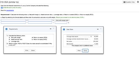 solved question help e10 35a similar to data from the
