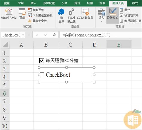 excel核取方塊 勾選方框 調整文字大小 lazyorangelife
