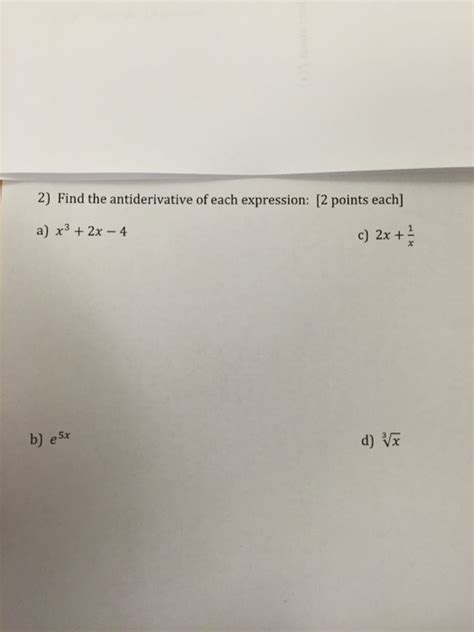 Solved Find The Antiderivative Of Each Expression Chegg