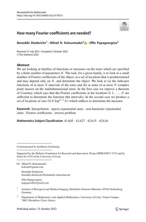 Pdf How Many Fourier Coefficients Are Needed
