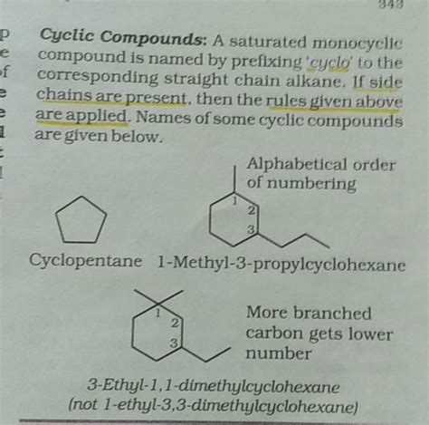 Cyclic Compounds A Saturated Monocyclic Compound Is Named By Prefixing