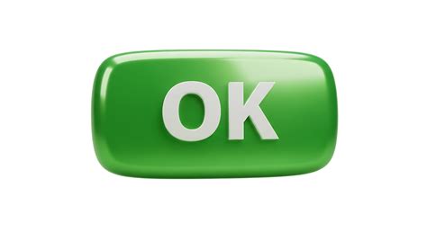 3d Illustration Of Green Ok Button With White Text Isolated On
