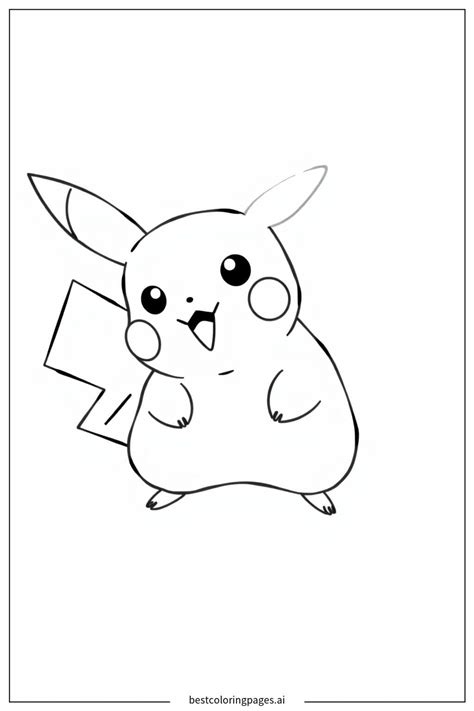 Smiling Pikachu Coloring Page Free Printable Bestcoloringpages Ai