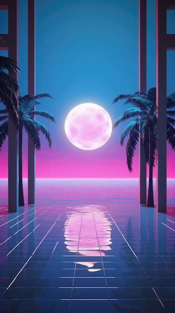 Premium Ai Image Wallpaper In Vaporwave Style