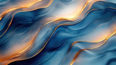 Abstract Blue And Gold Waves Create A Sense Of Fluid Motion Perfect For Sophisticated Designs