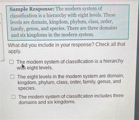 Solved Sample Response The Modern System Of Classification Is A