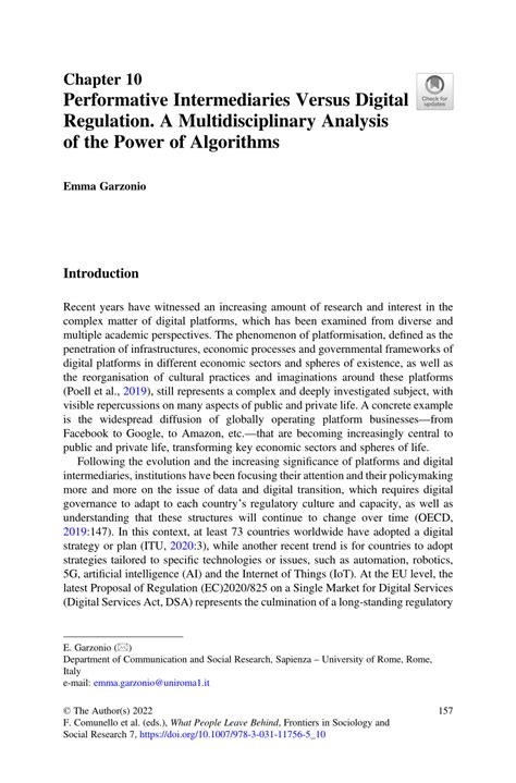 Pdf Performative Intermediaries Versus Digital Regulation A