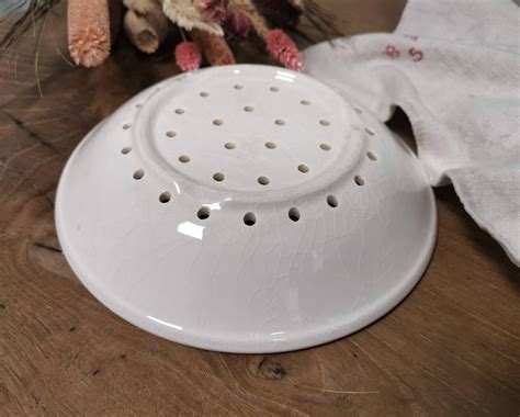 Antique French White Ceramic Colander Dish Fruit Bowl Berry Bowl Etsy