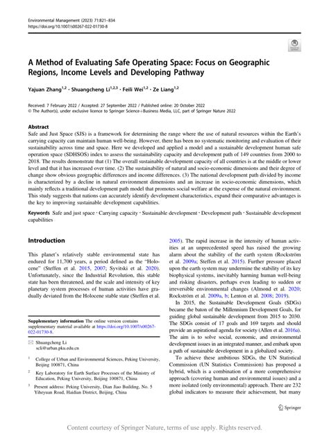 A Method Of Evaluating Safe Operating Space Focus On Geographic