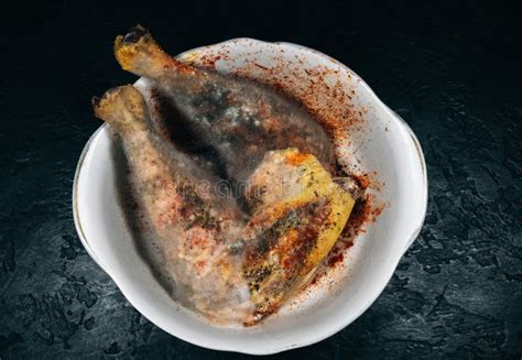 Rotten And Moldy Chicken Meat Bad Conditions Of Preservation Close Up