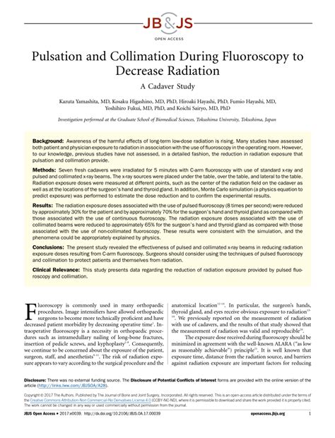 Pdf Pulsation And Collimation During Fluoroscopy To Decrease