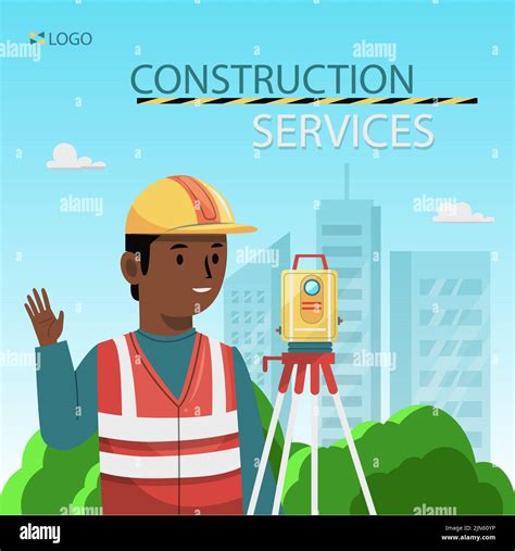Flat Construction Posts Set Vector Illustration Stock Vector Image