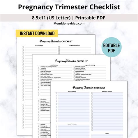 Pregnancy Trimester Checklist Printable Pdf Maternity Checklist Pdf