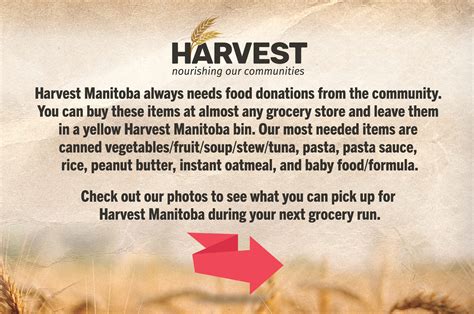 Most Needed Items Harvest Manitoba