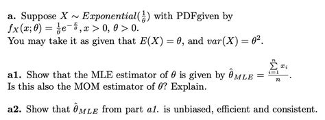 Solved Problem Maximum Likelihood Estimator MLE And Chegg