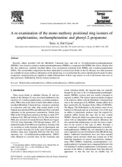 Pdf A Re Examination Of The Mono Methoxy Positional Ring Isomers Of Amphetamine