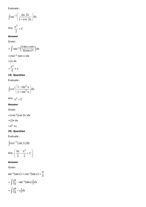 Rs Aggarwal Solutions For 12th Class Maths Chapter 12 Indefinite