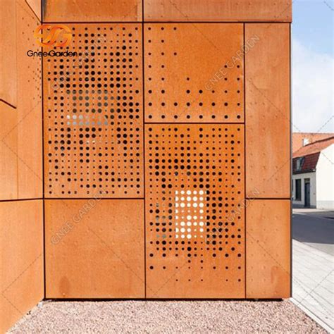 Steel Perforated Facades Panels Cutting Edge Exterior Corten Metal Wall