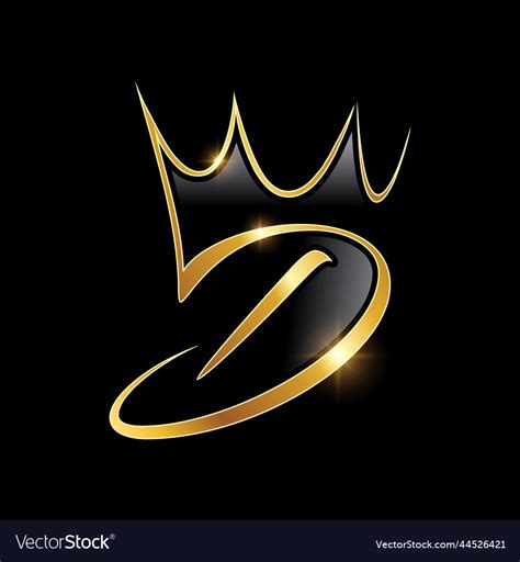 Gold Monogram Crown Logo Initial Letter D Vector Image
