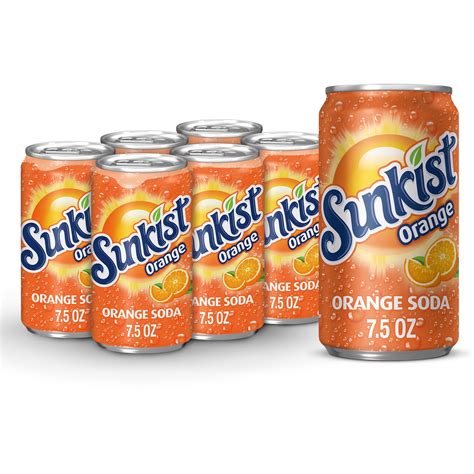Sunkist Orange Soda Pop 75 Fl Oz 6 Pack Cans