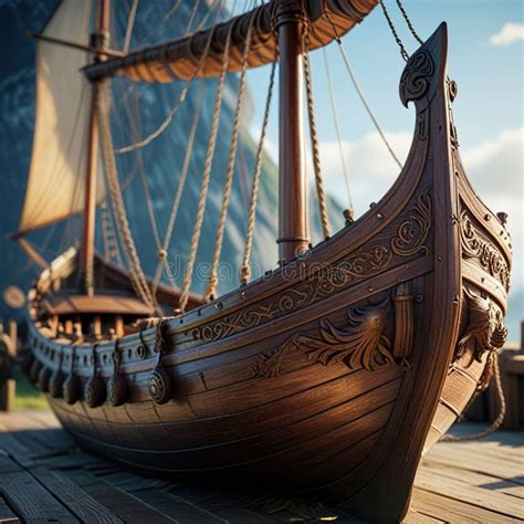 Viking Ship Norther European Dark Ages Raiding Ship Stock Illustration