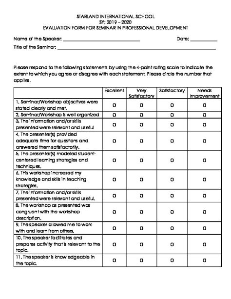 Evaluation Form For Seminar Pdfcoffee Com